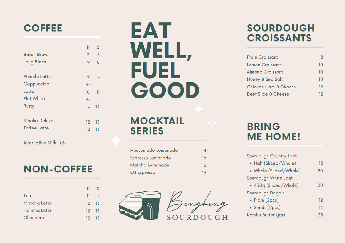 In-store Menu | Menara UOA Bangsar – Bengbeng Sourdough