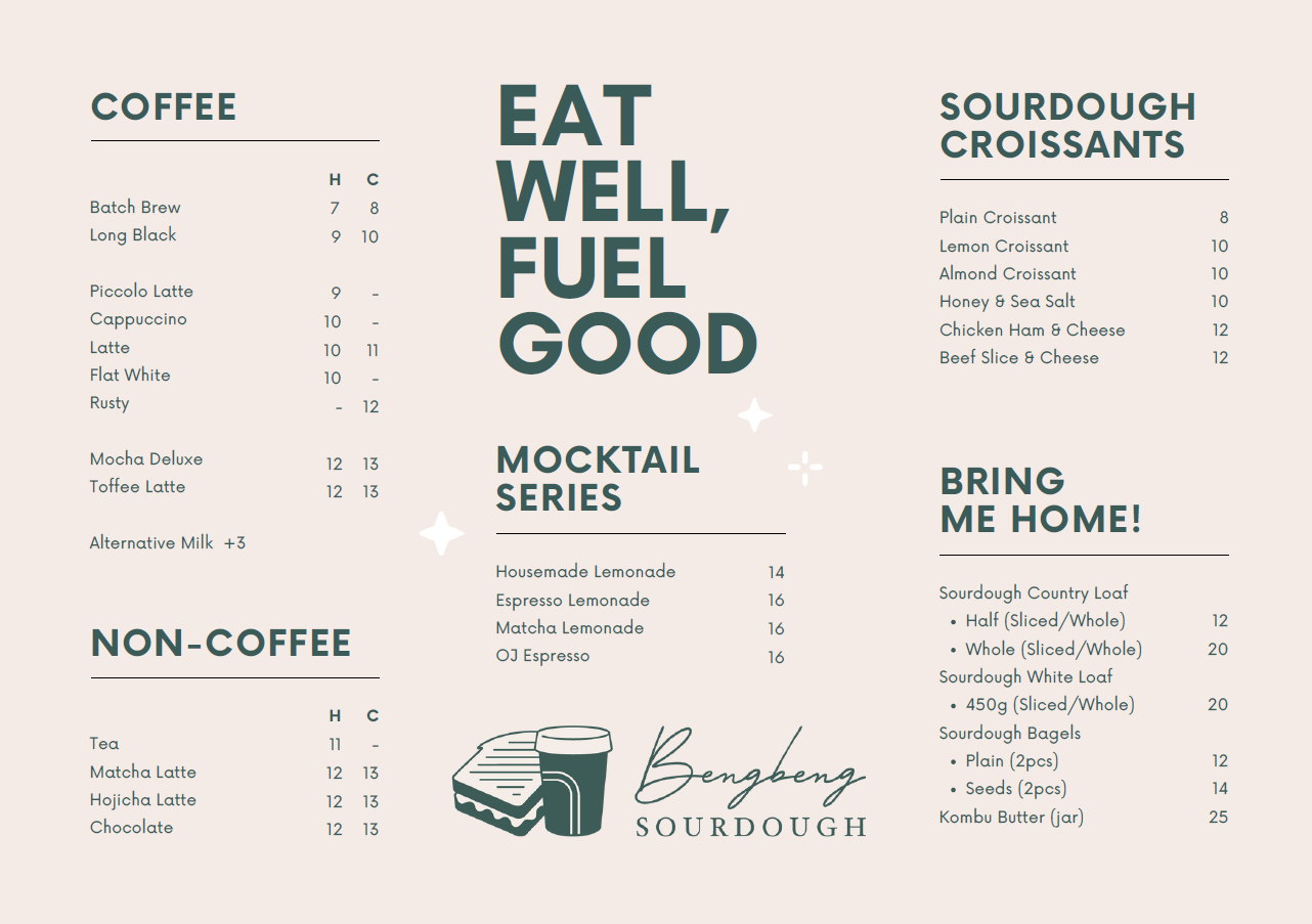 In-store Menu | Menara UOA Bangsar – Bengbeng Sourdough